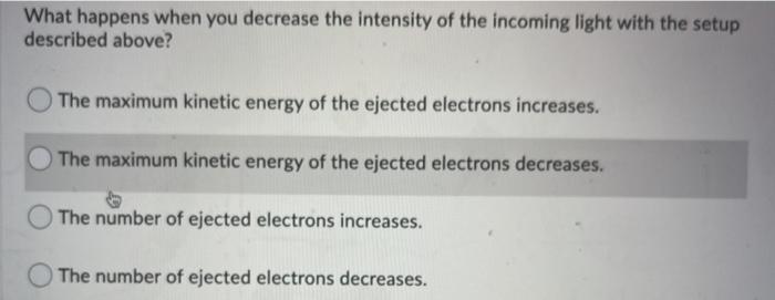 Solved What happens when you decrease the intensity of the | Chegg.com