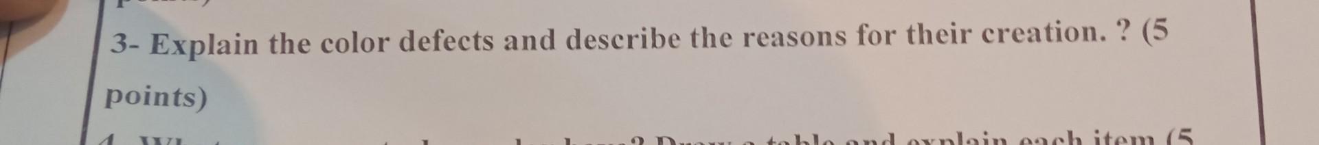 Solved 3- Explain the color defects and describe the reasons | Chegg.com