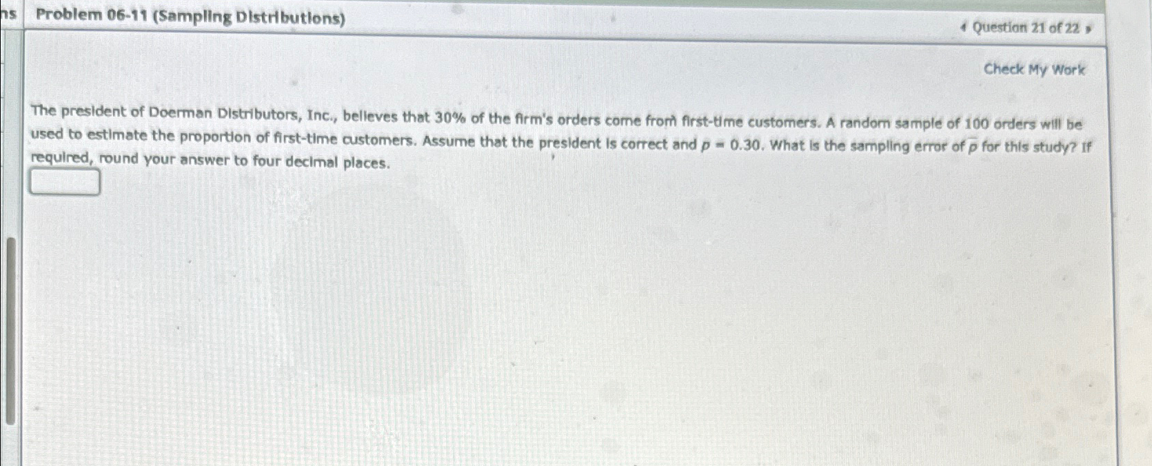 Solved Problem 06-11 (Sampling Distributions)1 ﻿Question 21 | Chegg.com