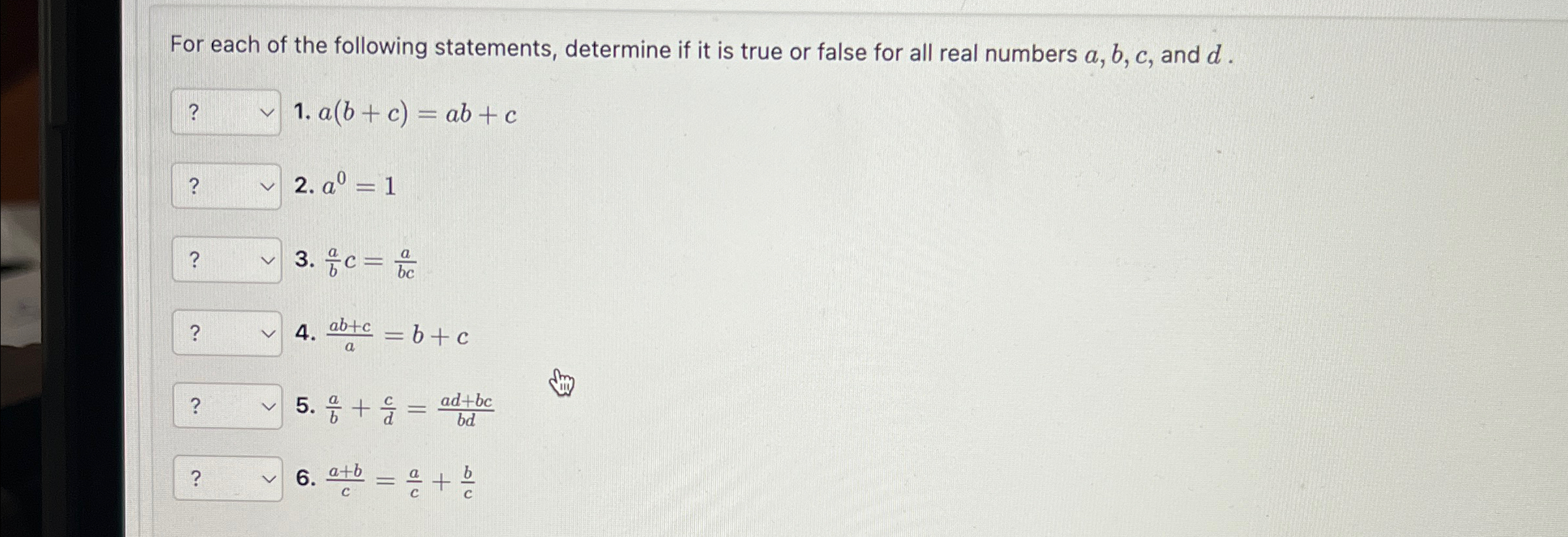Solved For each of the following statements, determine if it | Chegg.com
