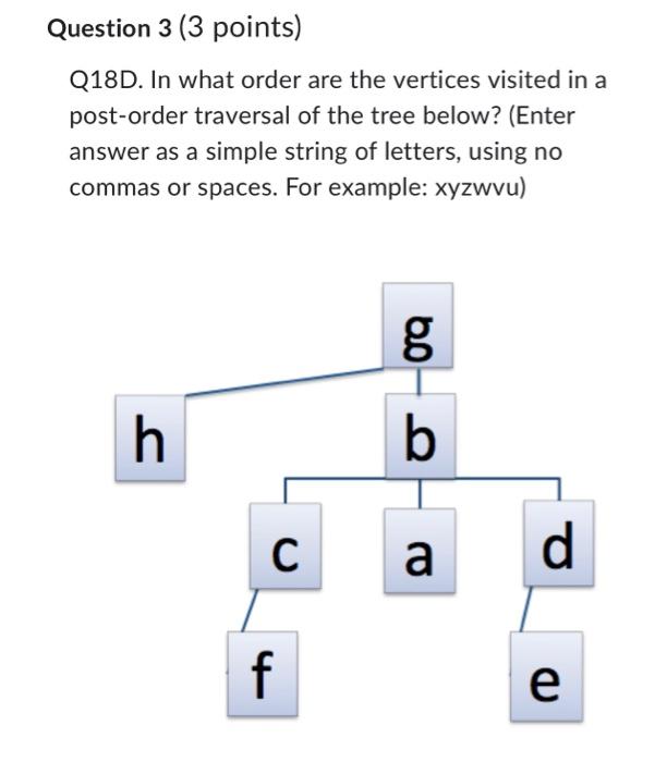 Solved Q18D. In what order are the vertices visited in a | Chegg.com