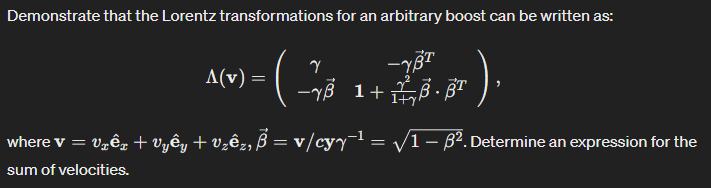 Solved Demonstrate that the Lorentz transformations for an | Chegg.com