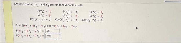 Solved Assume that Y1,Y2, and Y3 are random variables, with | Chegg.com