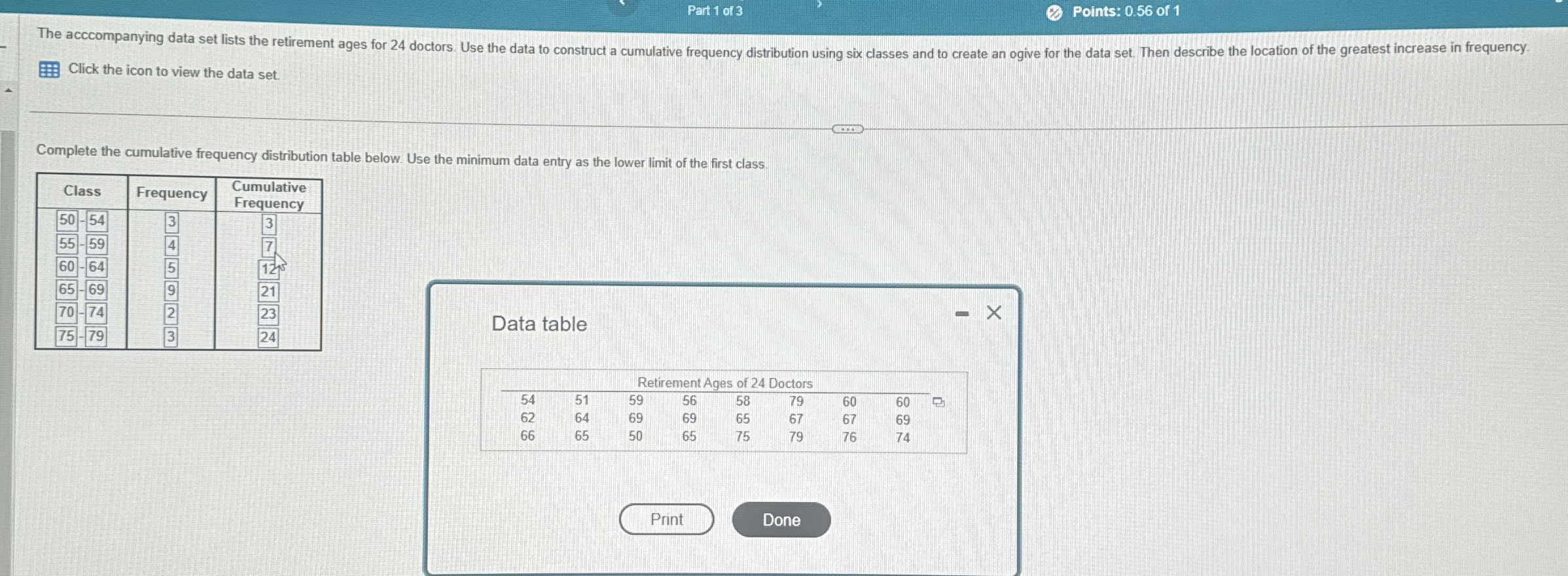 Solved Part 1 ﻿of 3Points: 0.56 ﻿of 1Click the icon to view | Chegg.com