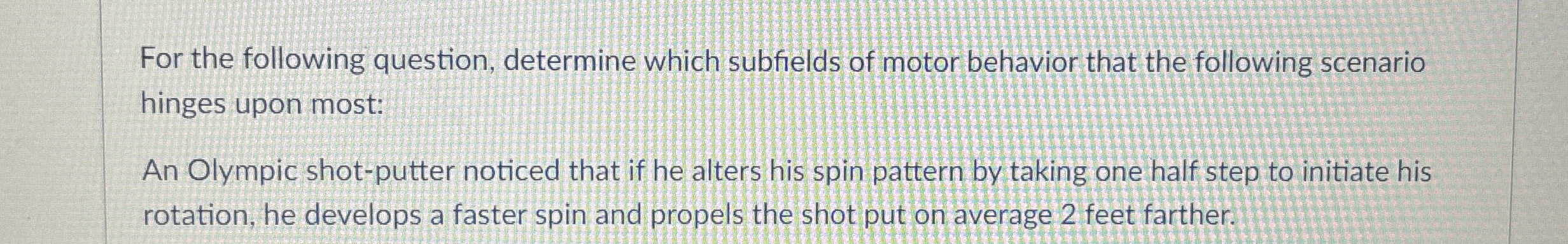 Solved For the following question, determine which subfields | Chegg.com