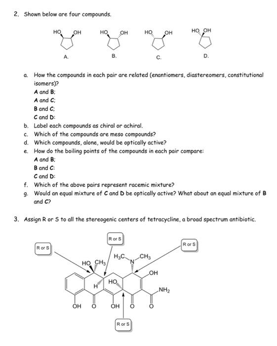 Solved 2. Shown below are four compounds. a. How the | Chegg.com