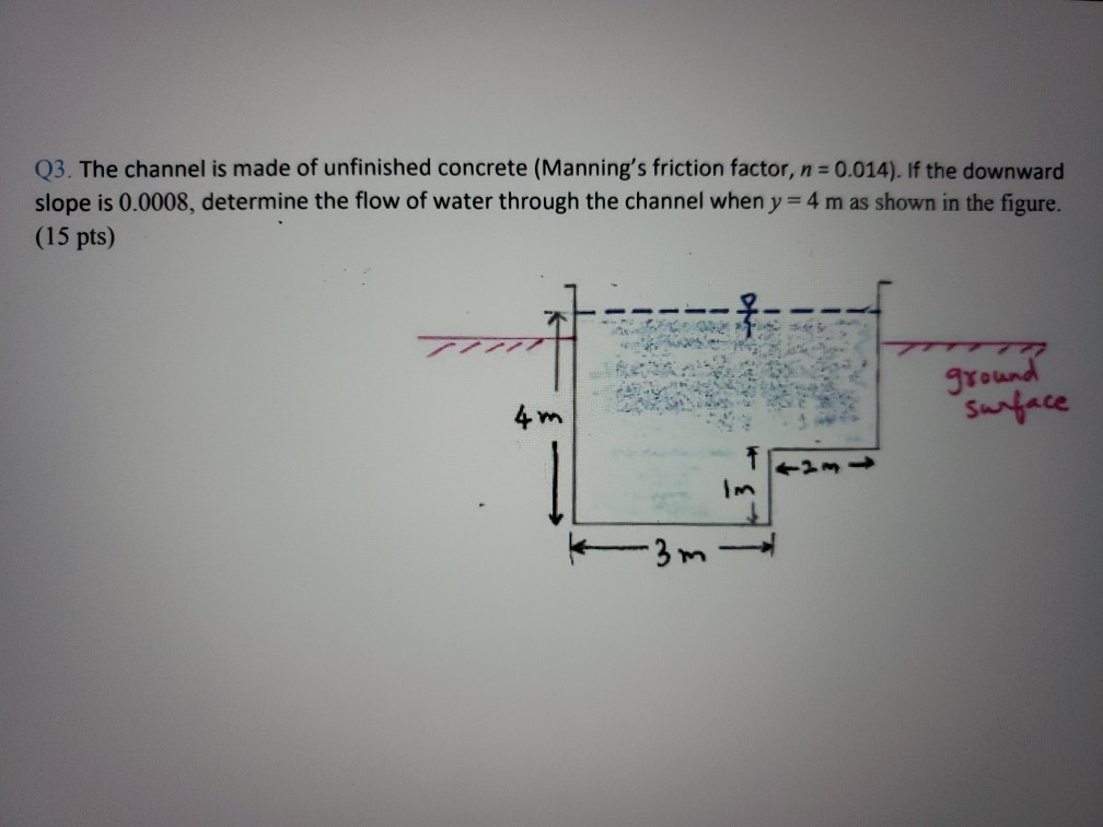 Solved Q3. The channel is made of unfinished concrete | Chegg.com