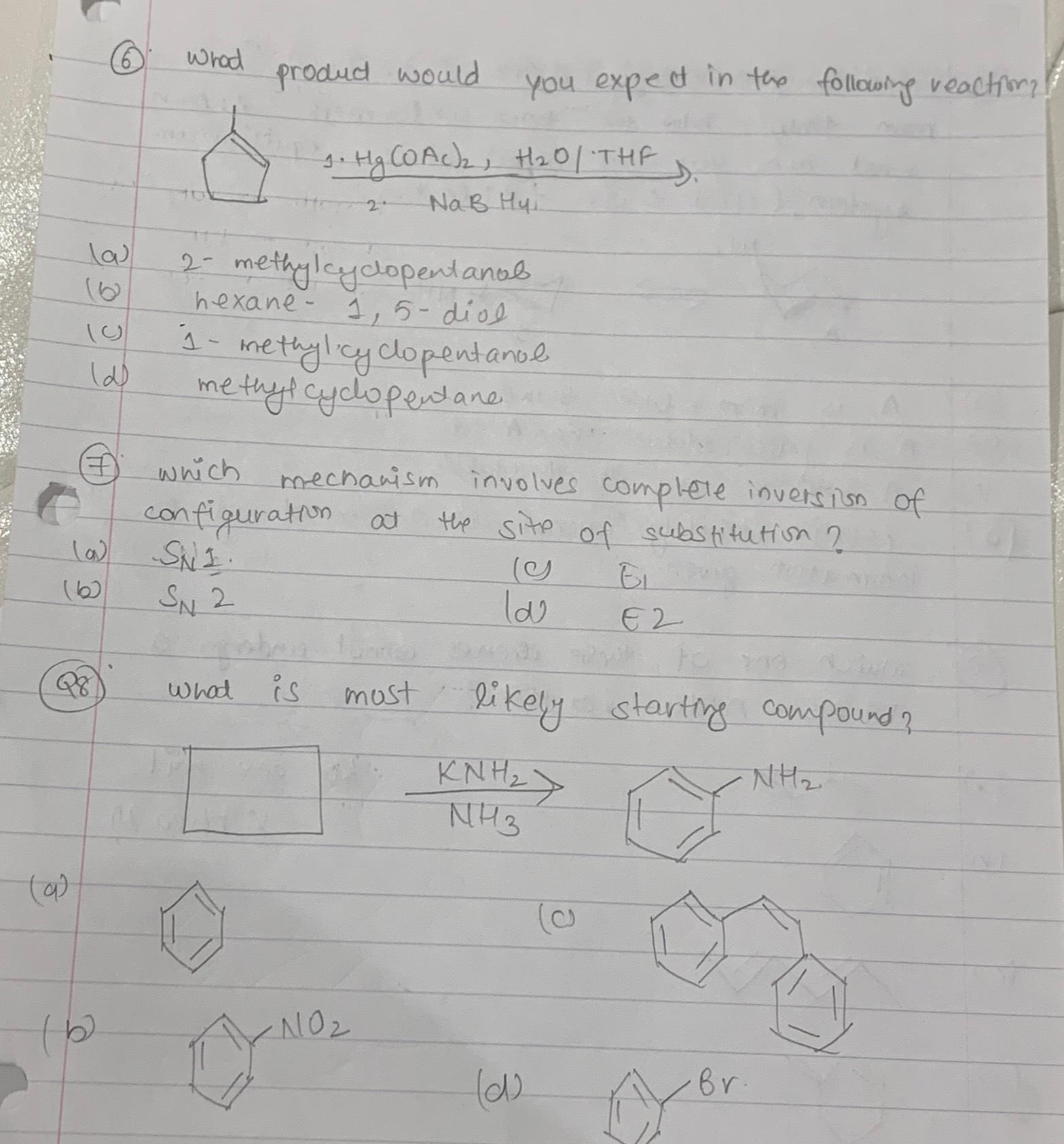 Solved What product would you expect in the following | Chegg.com