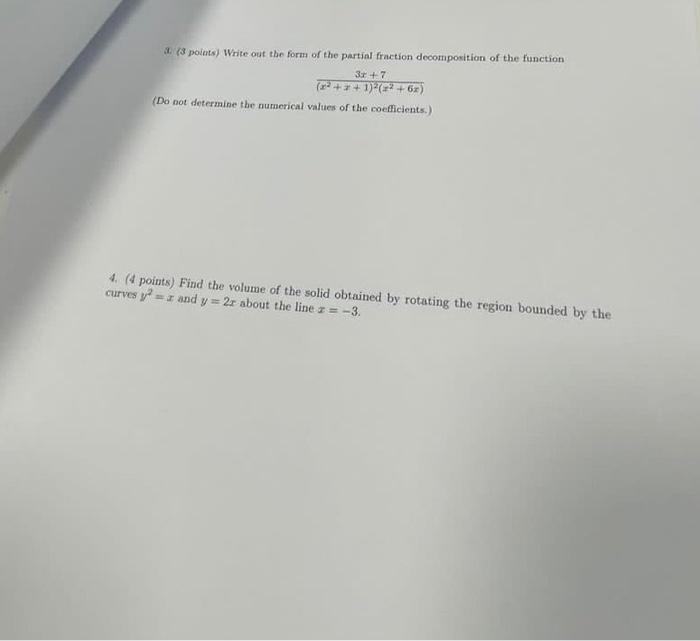 Solved A. (3 points) Write out the form of the partial | Chegg.com