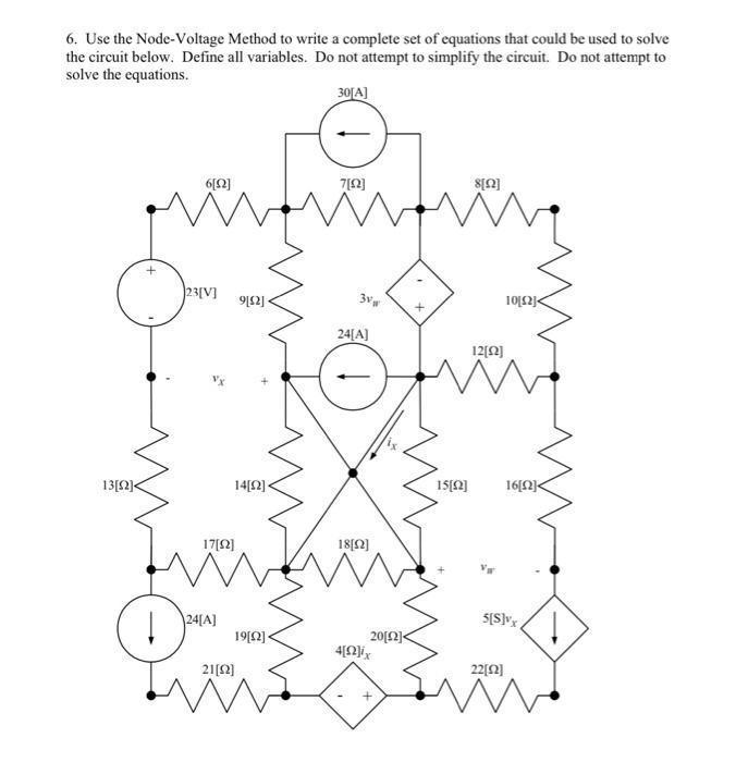 Solved 6. Use the Node-Voltage Method to write a complete | Chegg.com