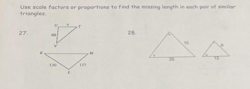 Solved Use scale factors or proportions to find the missing | Chegg.com