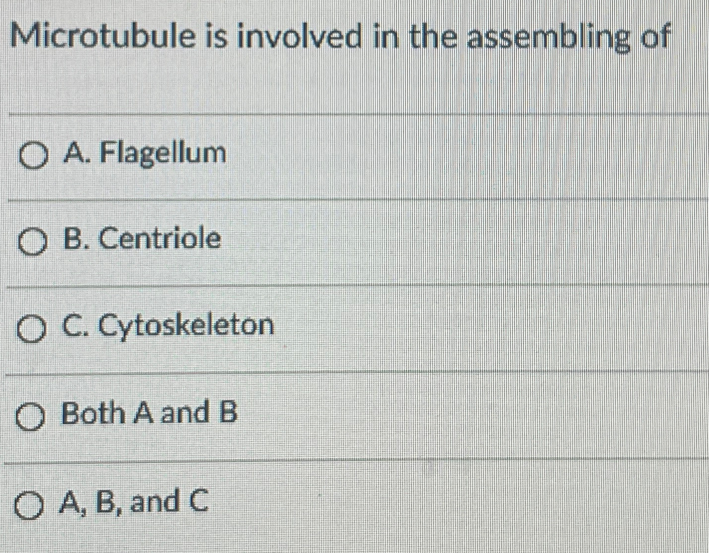 Solved Microtubule is involved in the assembling ofA. | Chegg.com