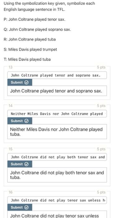 Using The Symbolization Key Given Symbolize Each