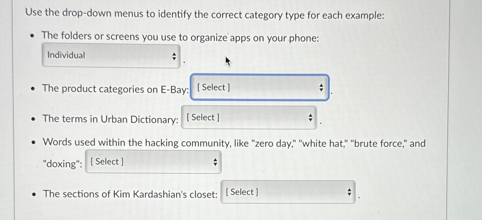 Solved Use the drop-down menus to identify the correct | Chegg.com