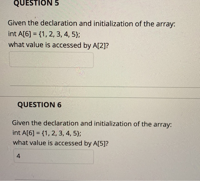 Solved QUESTION 5 Given the declaration and initialization | Chegg.com