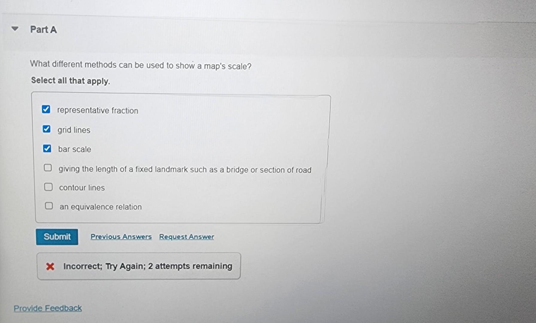 Solved Map scale is the ratio of the of a feature on the map | Chegg.com