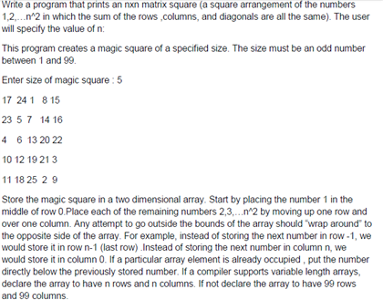 Write a program that prints an nxn matrix square (a | Chegg.com