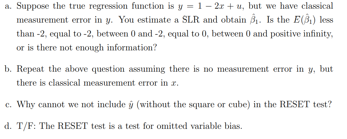 Solved econometrics problem. I need to know the specifics | Chegg.com