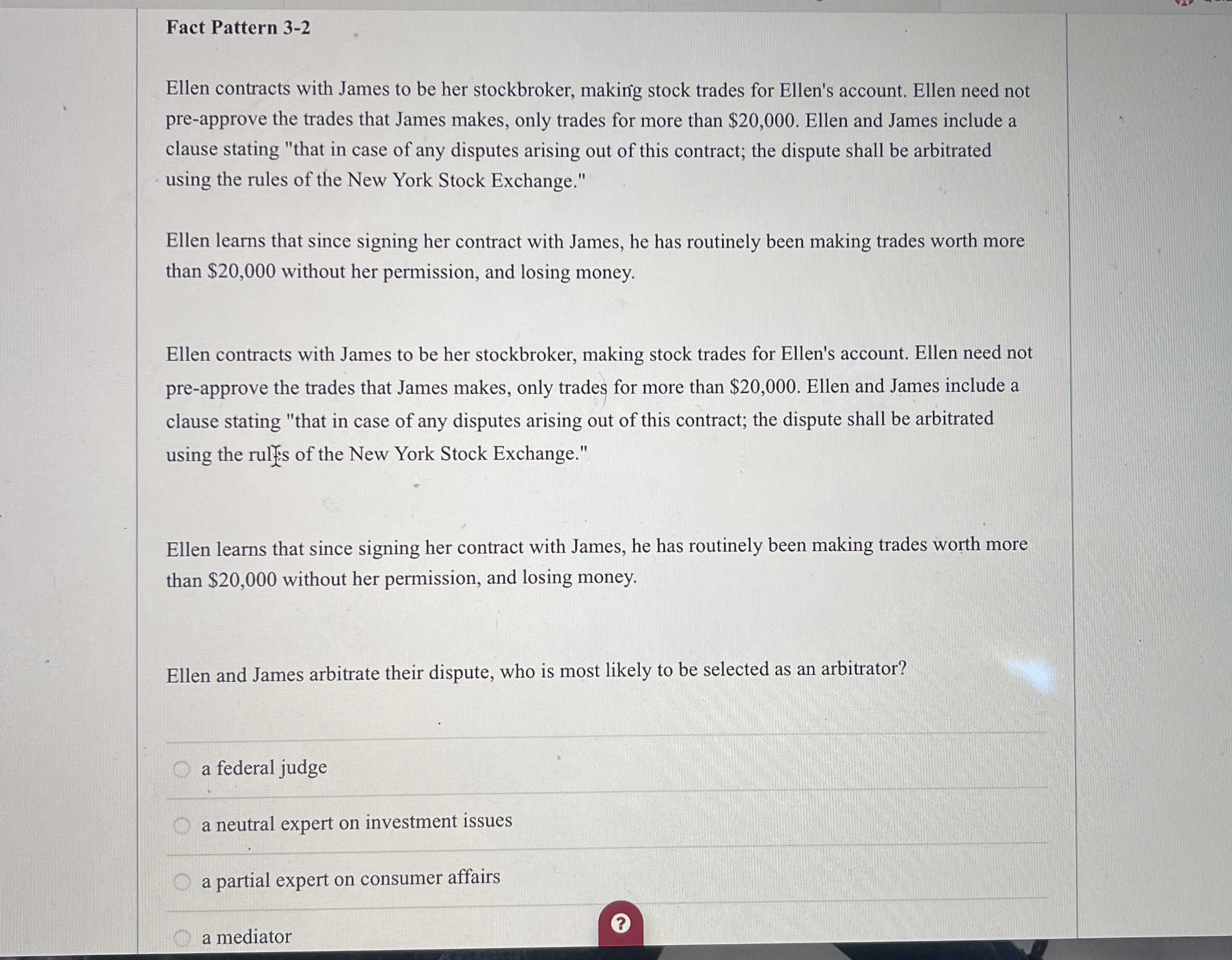 Solved Fact Pattern 3-2Ellen contracts with James to be her | Chegg.com