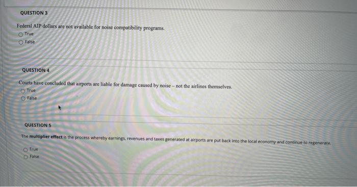 Solved QUESTION 3 Federal AIP dollars are not available for | Chegg.com