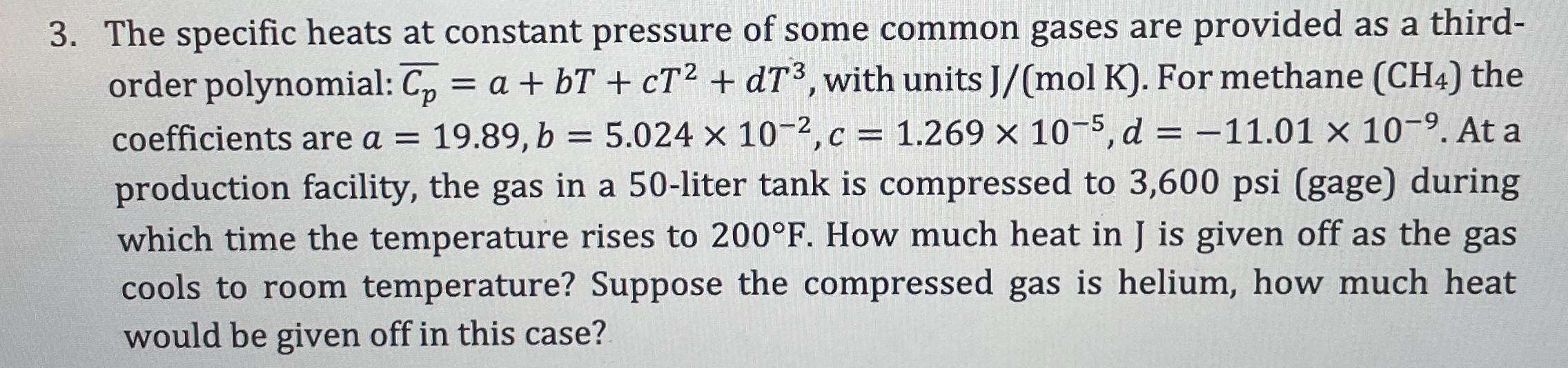 Solved The specific heats at constant pressure of some | Chegg.com