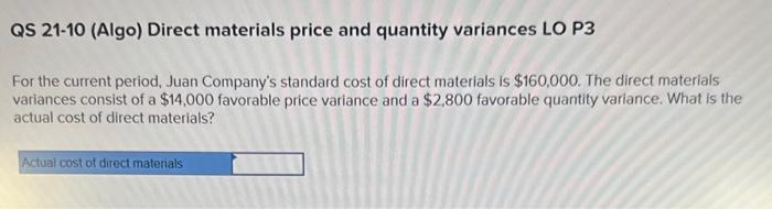 Solved Compute the total direct materials variance and | Chegg.com