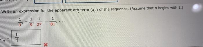 Solved Write an expression for the apparent nth term (a) of | Chegg.com