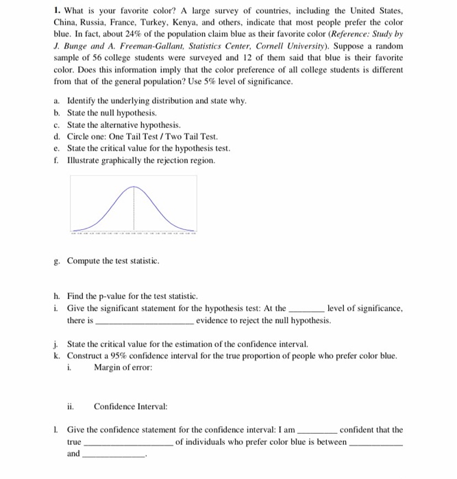 Solved 1. What is your favorite color? A large survey of | Chegg.com