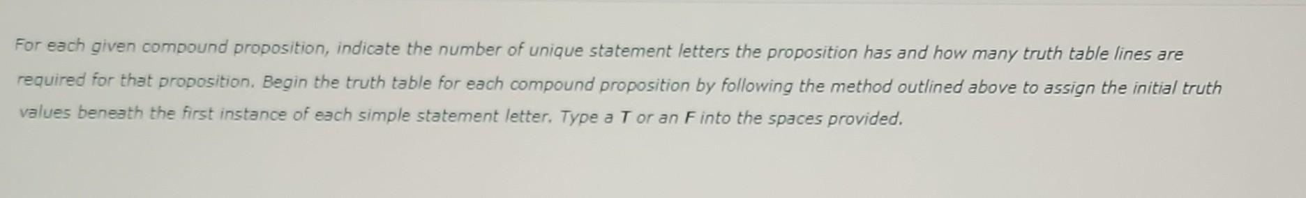 Solved For each given compound proposition, indicate the | Chegg.com