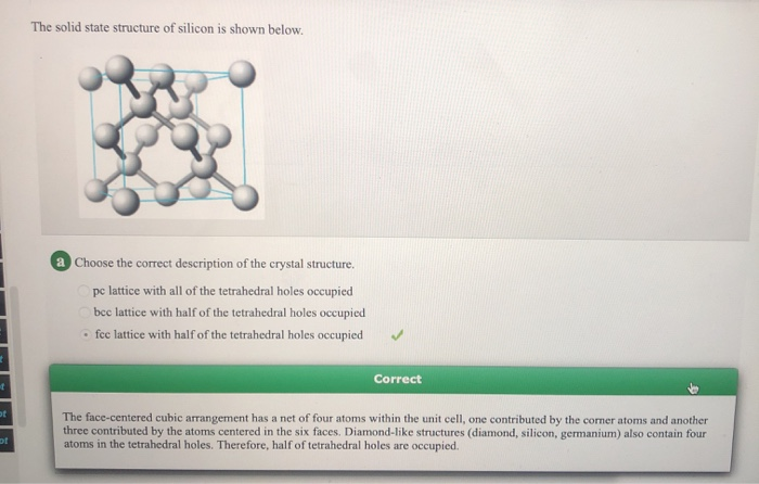 Solved The solid state structure of silicon is shown below. | Chegg.com