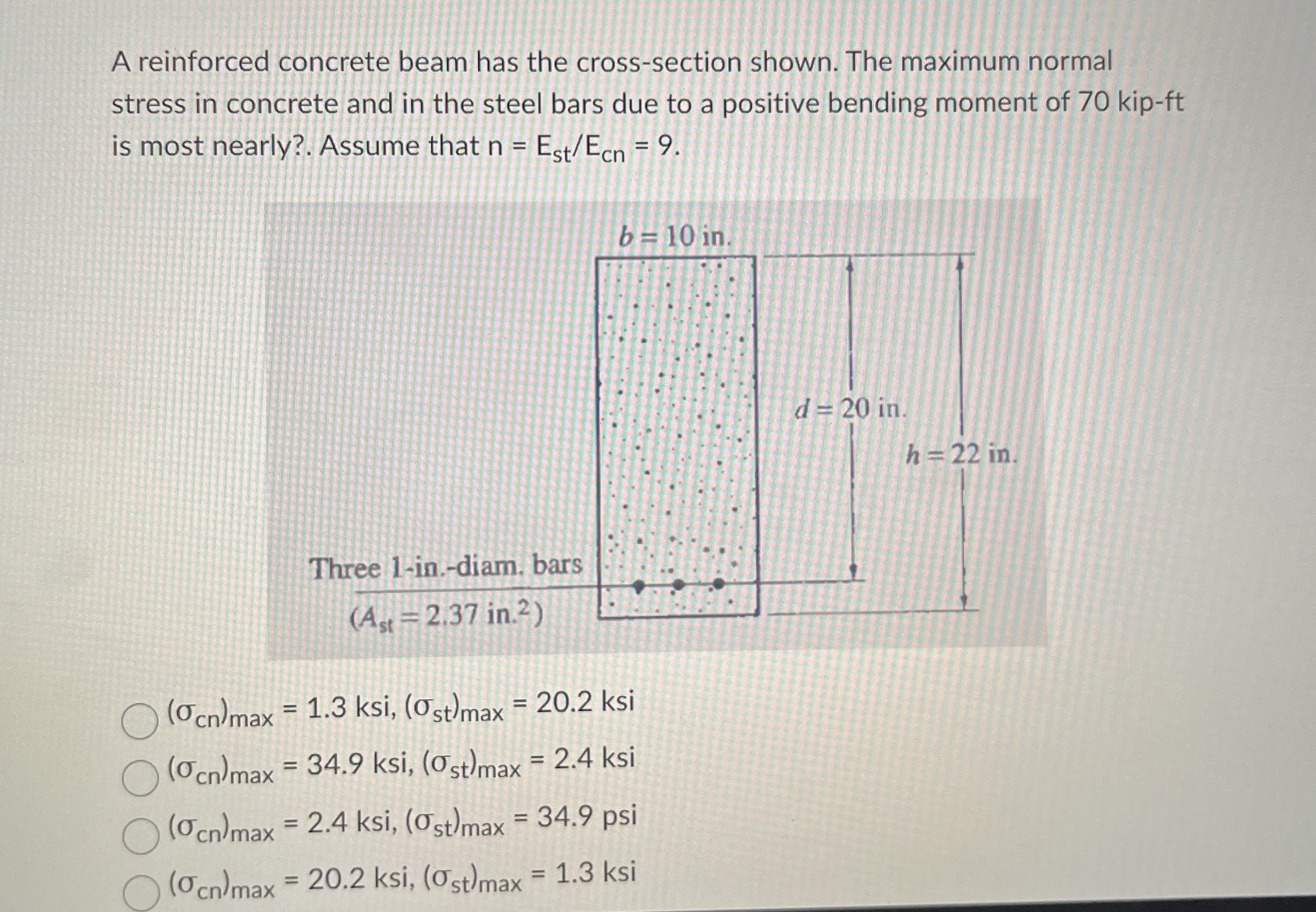 Solved A reinforced concrete beam has the cross-section | Chegg.com
