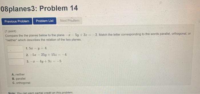Solved 08planes3: Problem 14 Previous Problem Problem List | Chegg.com