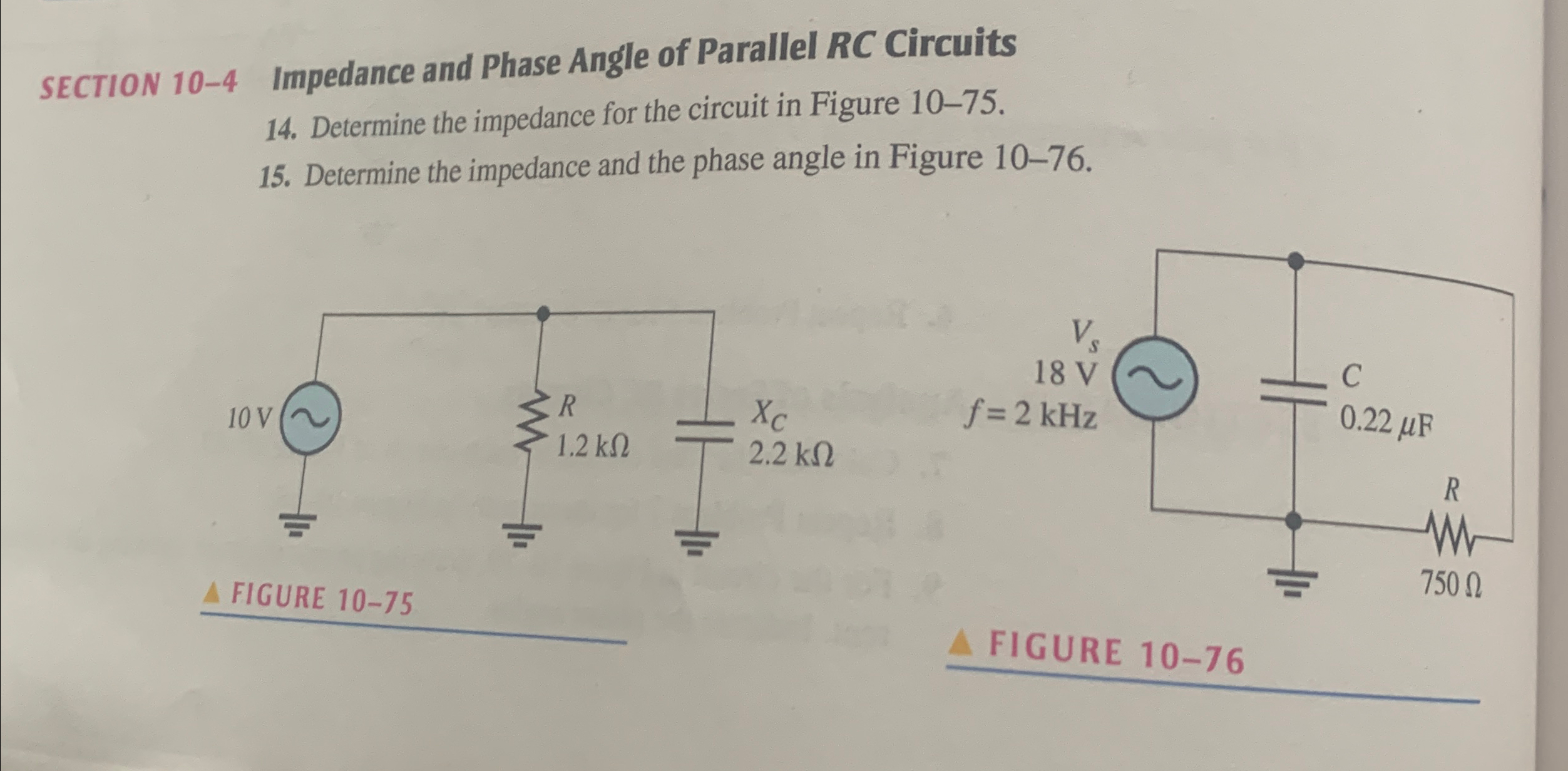 Solved SECTION 10-4 ﻿Impedance and Phase Angle of Parallel | Chegg.com