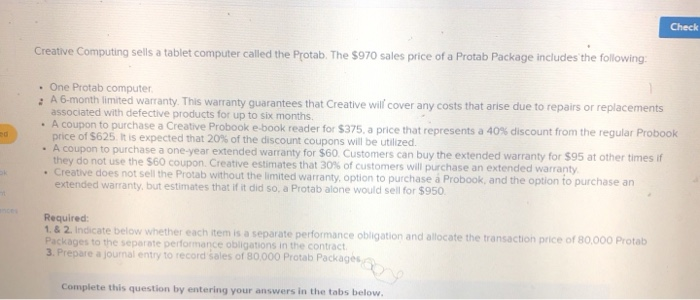 Solved Check Creative Computing sells a tablet computer | Chegg.com