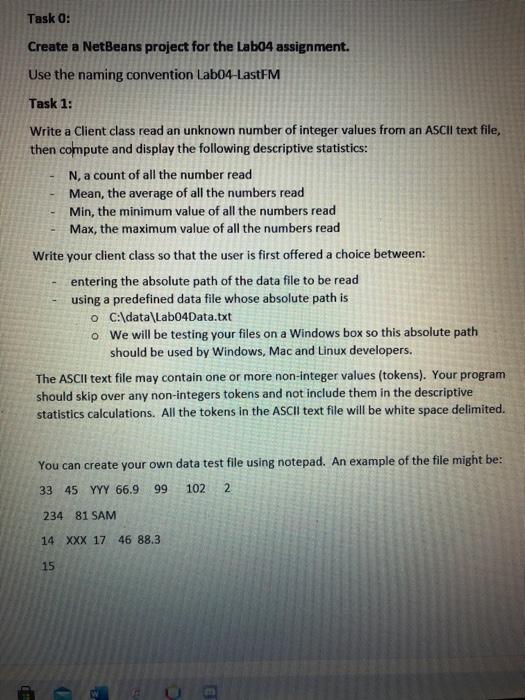Solved Task o: Create a NetBeans project for the Lab04 | Chegg.com