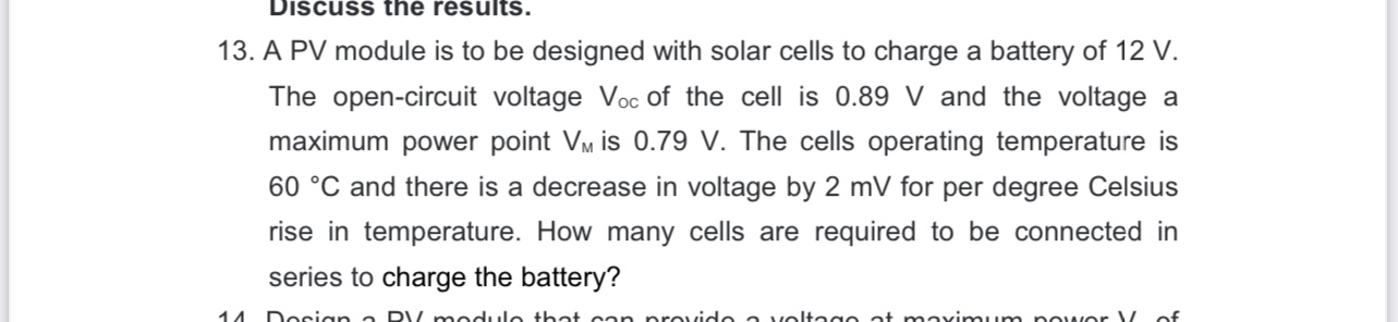 Solved A PV module is to be designed with solar cells to | Chegg.com