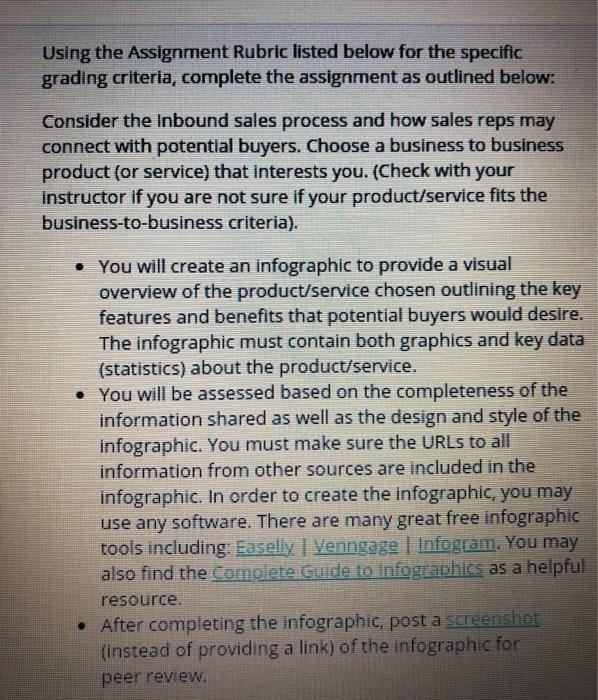 Solved Using the Assignment Rubric listed below for the | Chegg.com