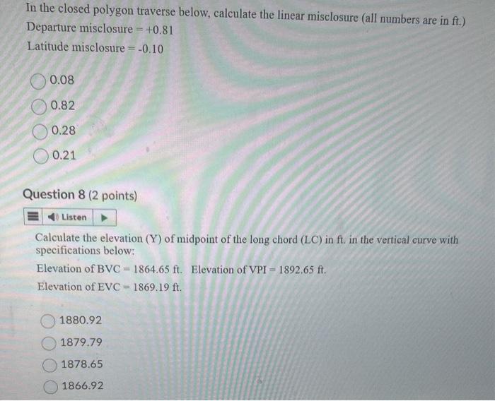 Solved In the closed polygon traverse below, calculate the | Chegg.com