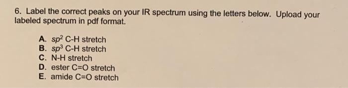 Solved 6. Label the correct peaks on your IR spectrum using | Chegg.com