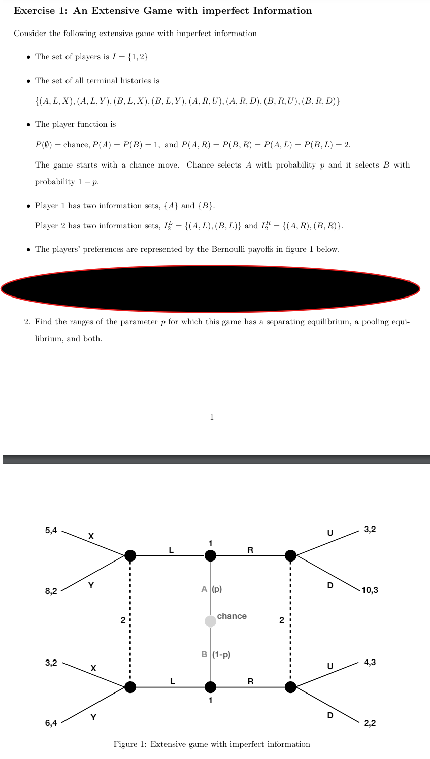Solved Exercise 1: An Extensive Game with imperfect | Chegg.com