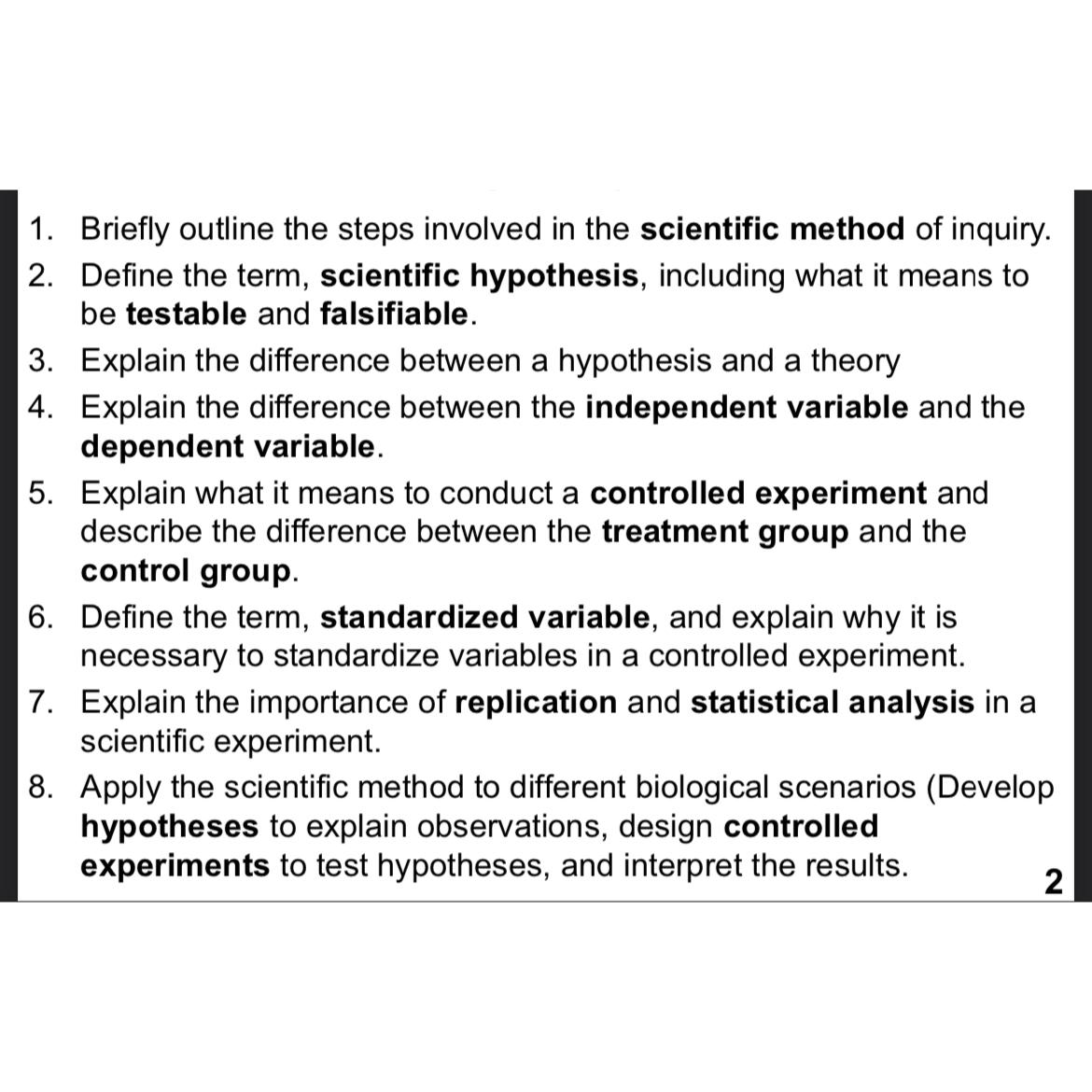 Solved Briefly outline the steps involved in the scientific | Chegg.com