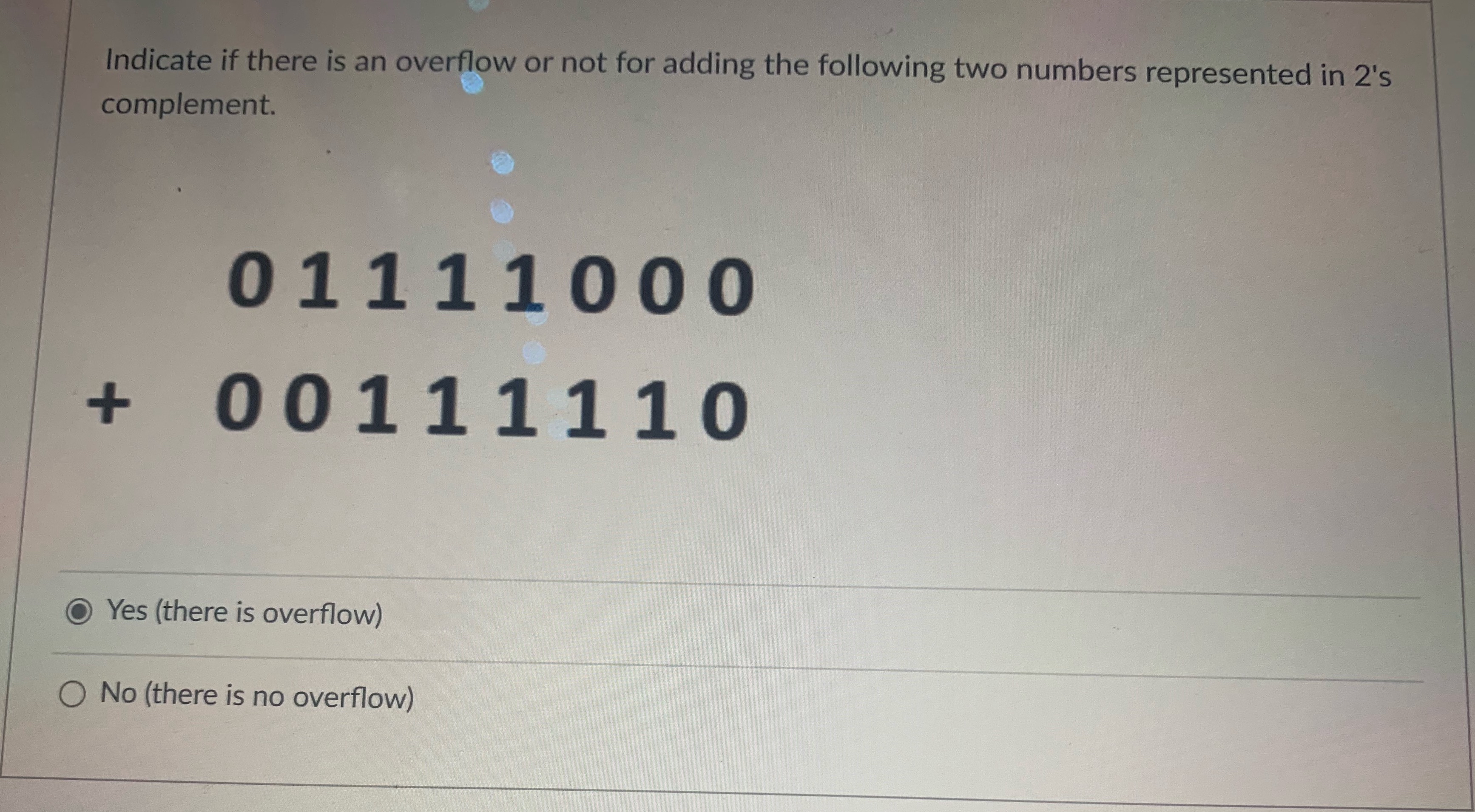 Solved Indicate if there is an overflow or not for adding | Chegg.com