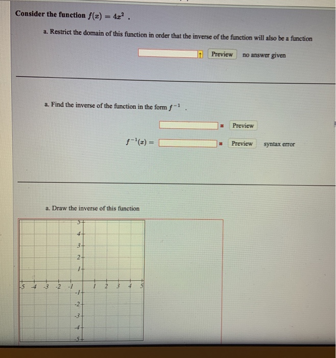 Solved Consider the function f(x) = 422. a. Restrict the | Chegg.com