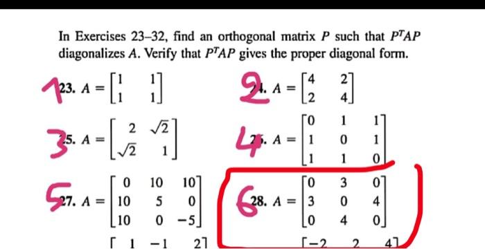 Solved solve number 6In Exercises 23-32, find an orthogonal | Chegg.com