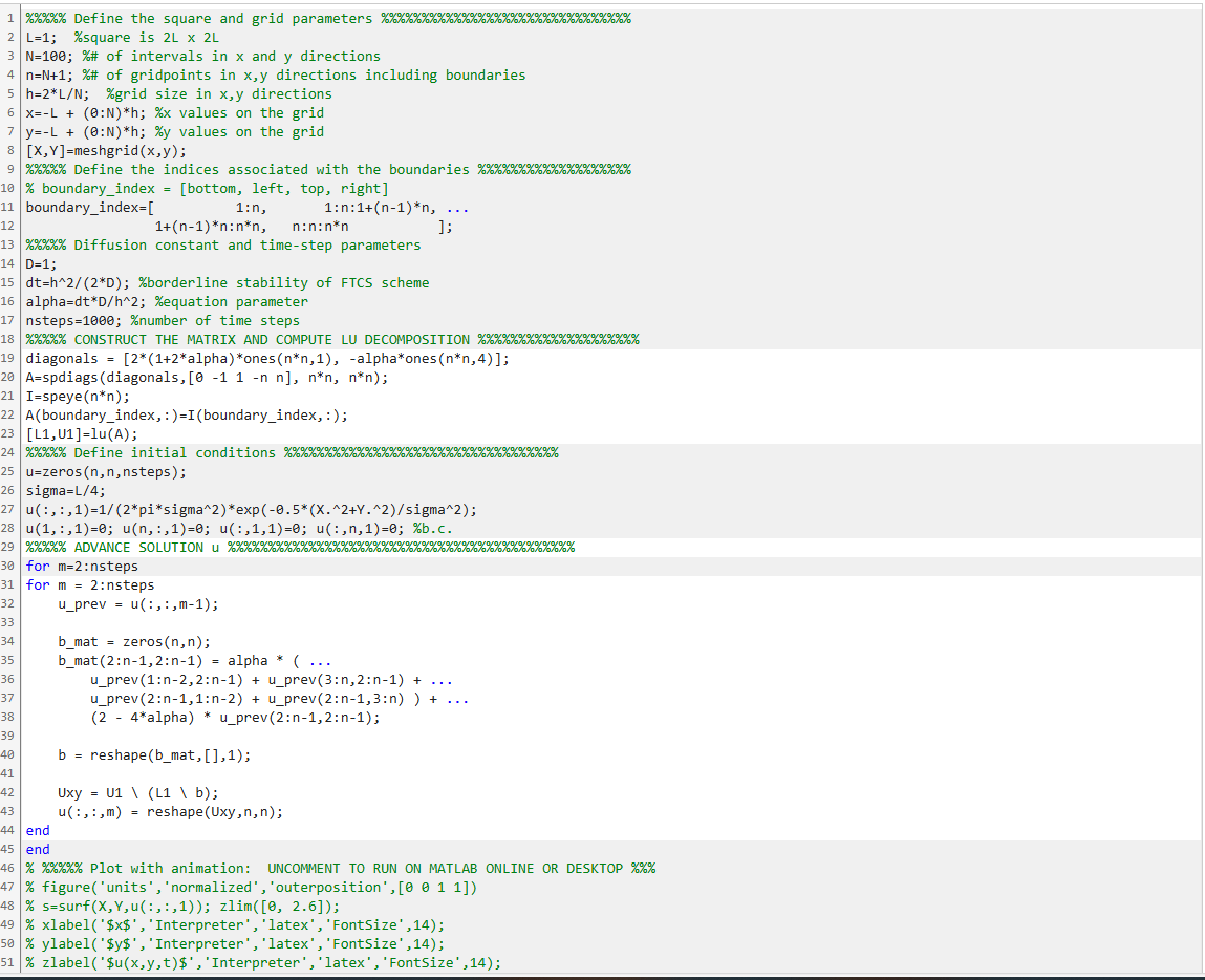 Solved ``` %%%%% ﻿Define the square and grid parameters | Chegg.com