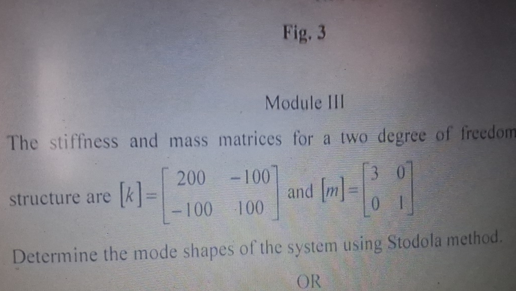 Fig. 3Module IIIThe stiffness and mass matrices for a | Chegg.com