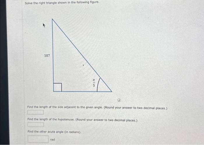Solved Solve the right triangle shown in the following | Chegg.com
