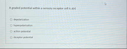 Solved A graded potential within a sensory receptor cell is | Chegg.com