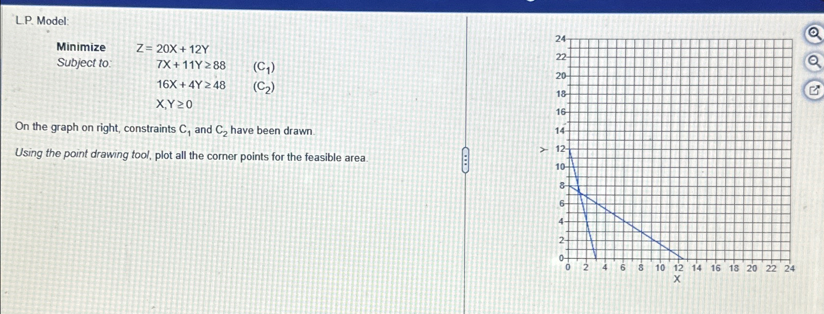 Solved L.P. ﻿Model: ﻿Minimize Z=,20x+12Y ﻿Subject to: | Chegg.com