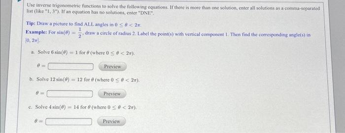 Solved Use inverse trigonometric functions to solve the | Chegg.com